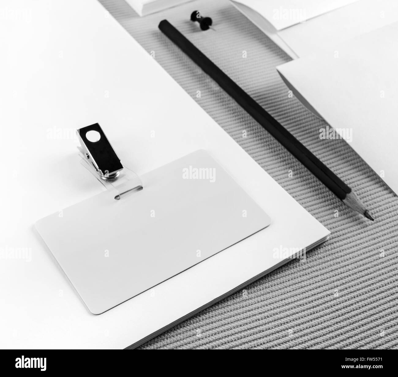 Close up image of an id card or badge Black and White Stock Photos ...