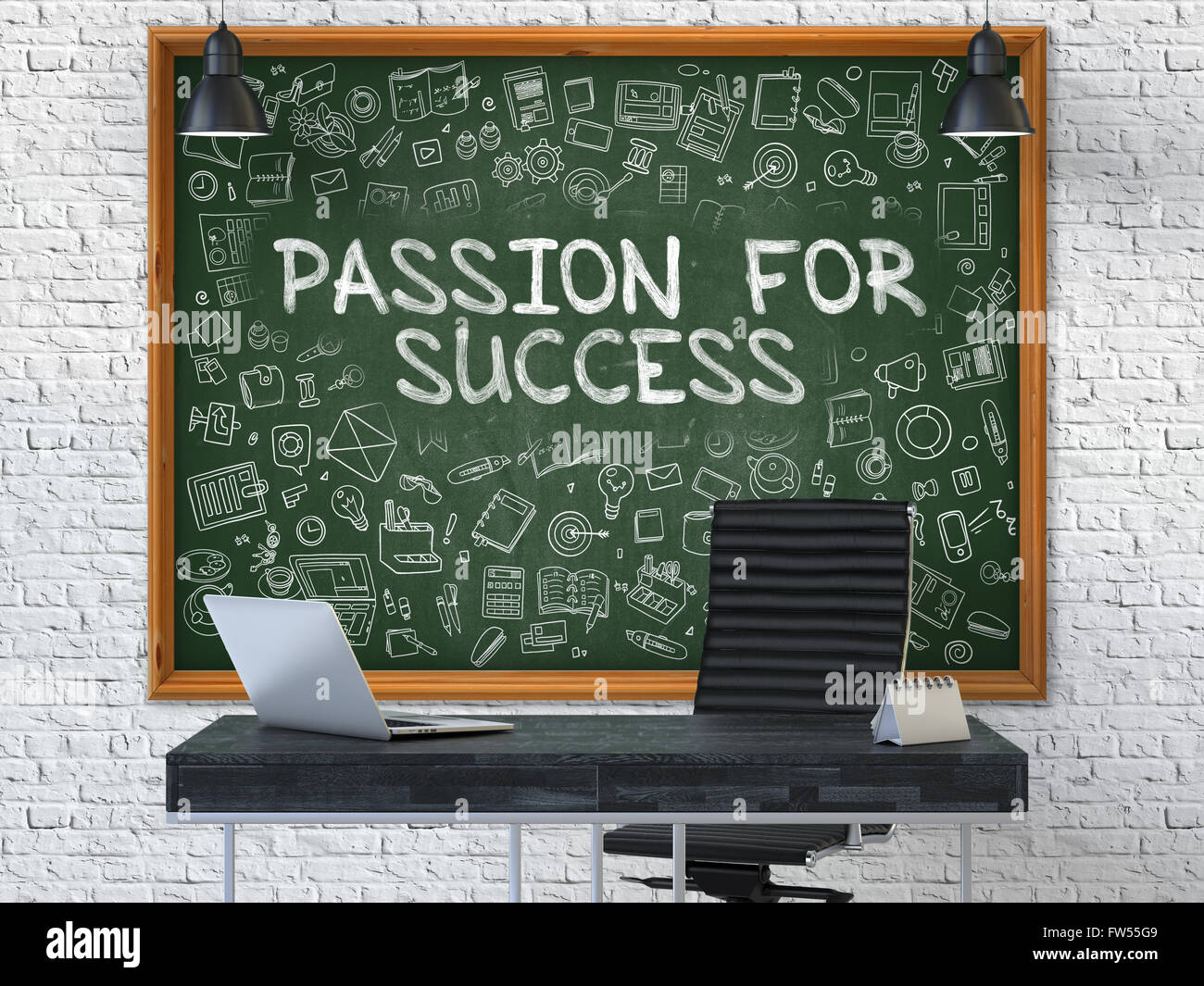 Chalkboard on the Office Wall with Passion for Success Concept Stock ...