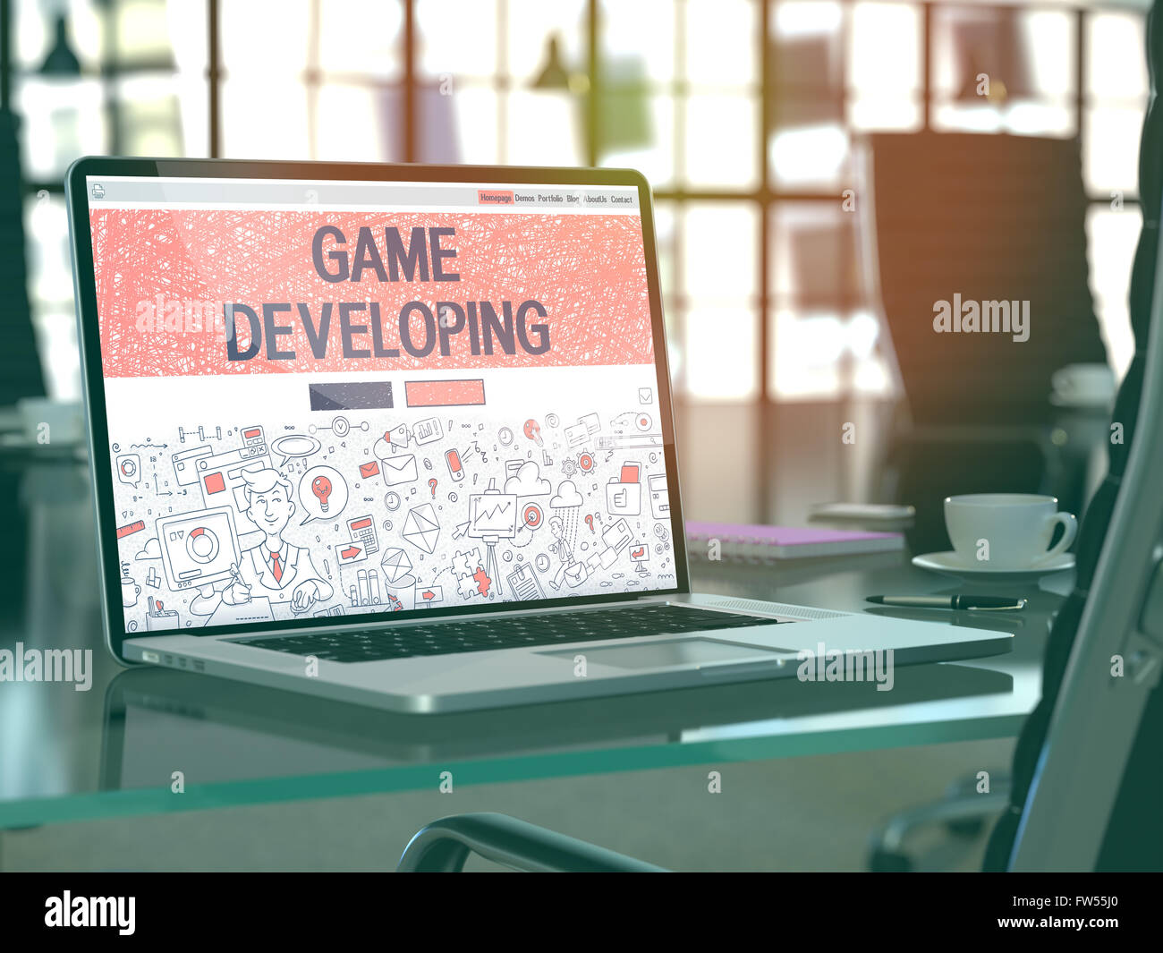 Laptop Screen with Game Developing Concept Stock Photo - Alamy