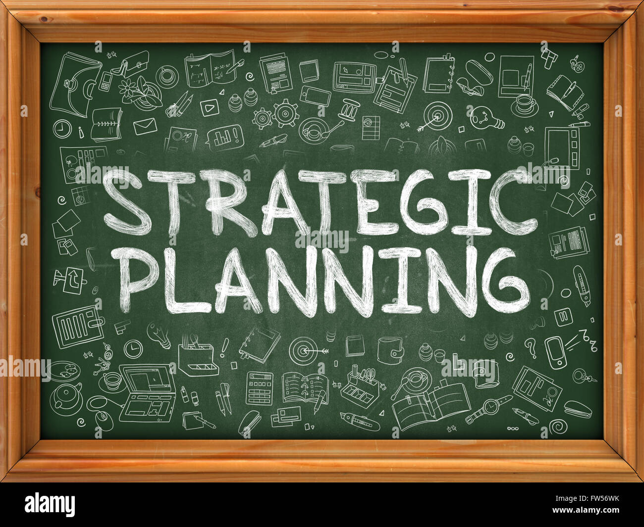 Green Chalkboard with Hand Drawn Strategic Planning Stock Photo - Alamy