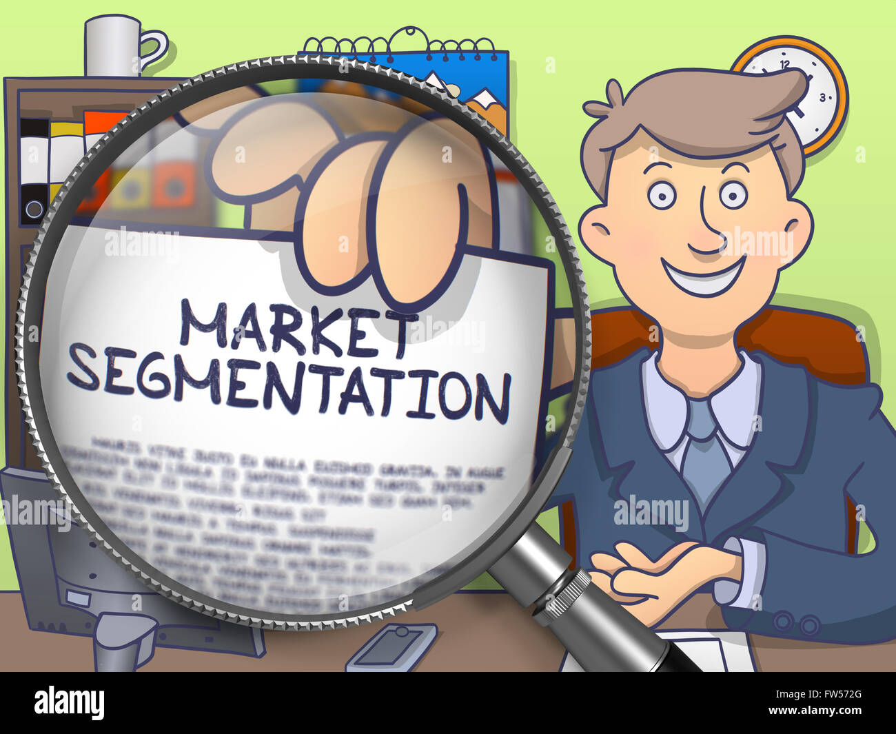 Market Segmentation through Magnifying Glass. Doodle Concept Stock ...