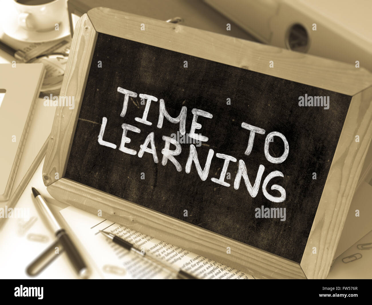 Time to Learning Handwritten by White Chalk on a Blackboard Stock Photo ...