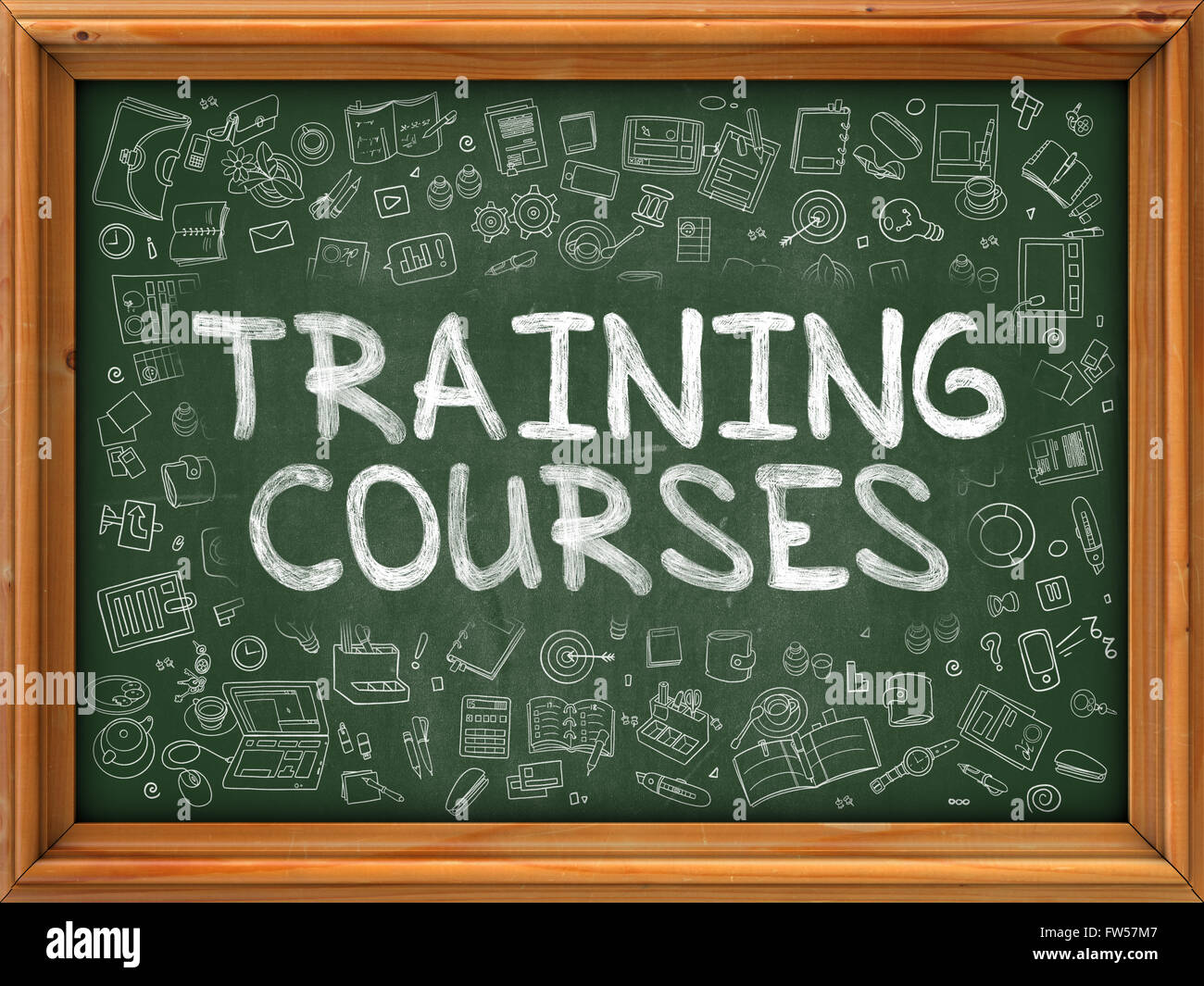 Training Courses - Hand Drawn on Green Chalkboard Stock Photo - Alamy