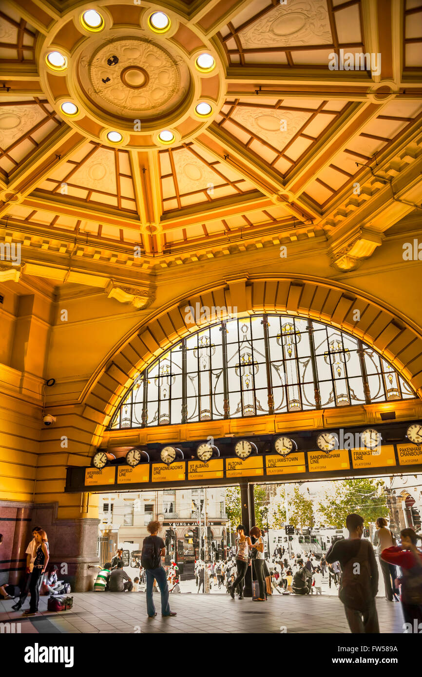 The interior of Flinders Street Station booking ticket hall, Melbourne ...