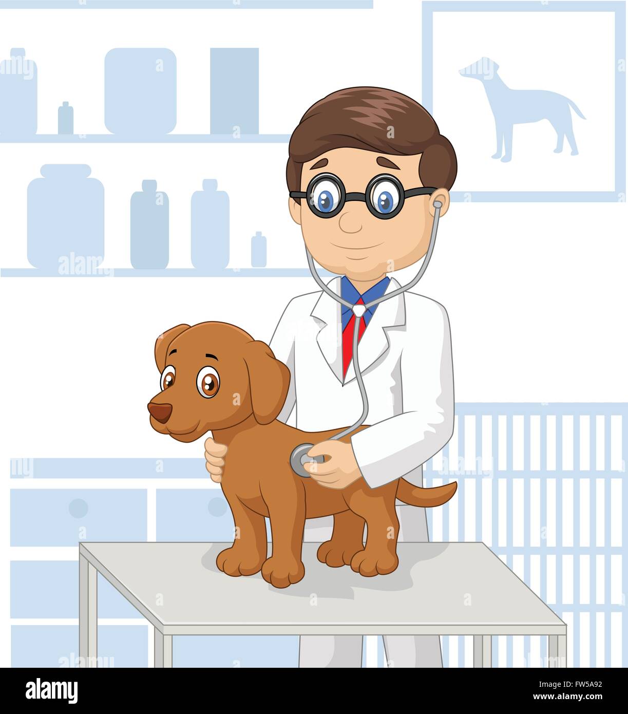 Cartoon veterinary examining dog Stock Vector Image & Art - Alamy