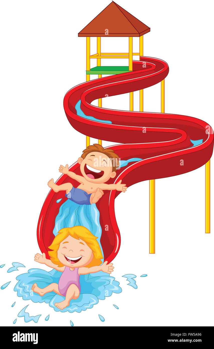 Kid sliding on slide Stock Vector Images - Alamy