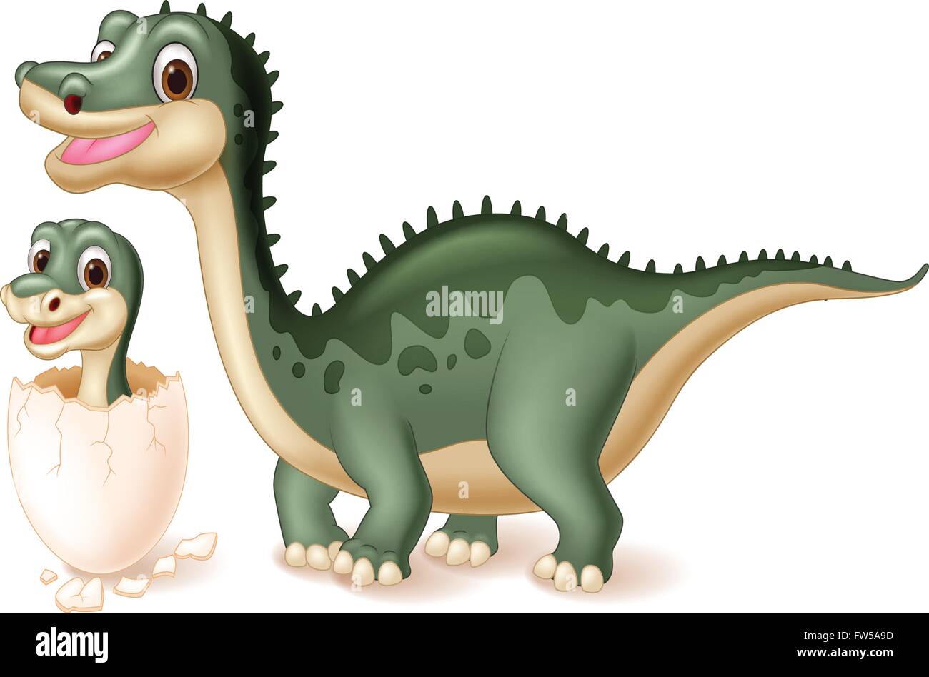 Mother dinosaur with baby hatching. vector illustration Stock Vector ...
