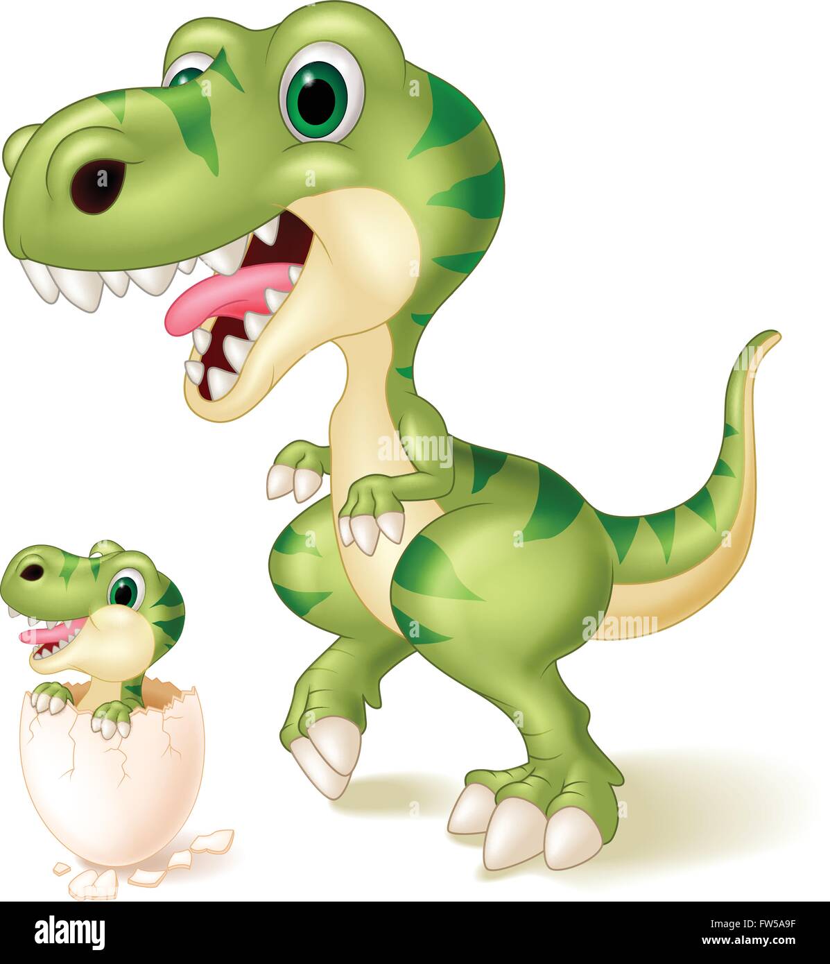 Mother and baby dinosaur hatching. vector illustration Stock Vector ...