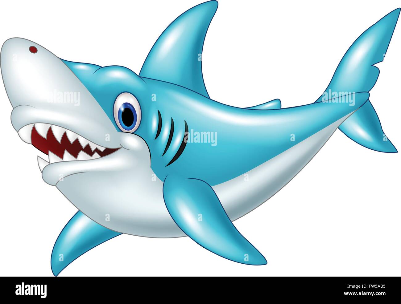 Cartoon shark isolated on white background Stock Vector Image & Art - Alamy