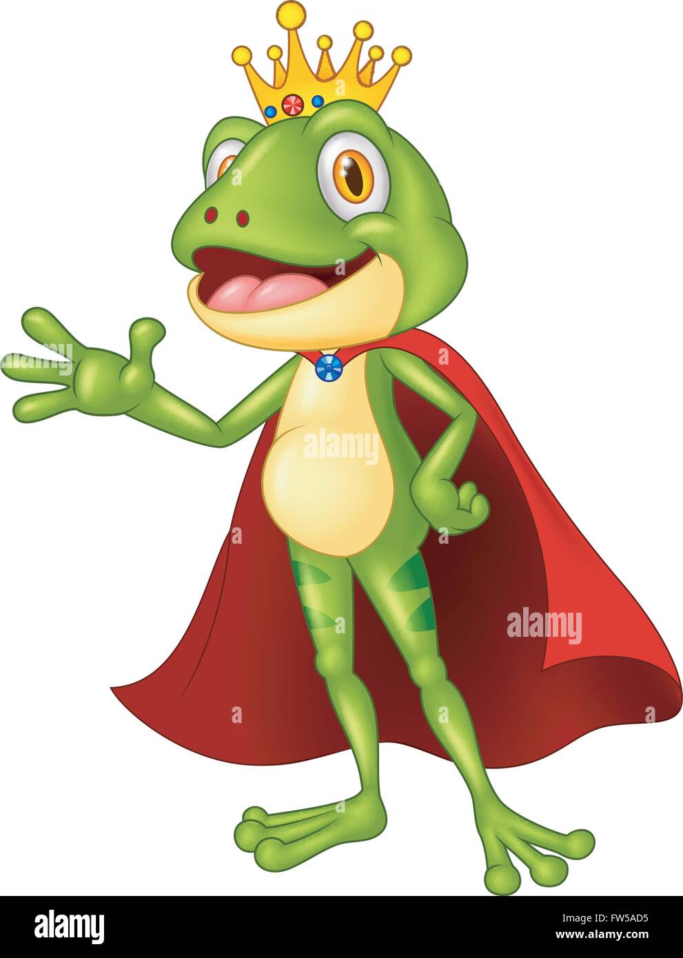 Cartoon adorable king frog waving hand Stock Vector Image & Art - Alamy
