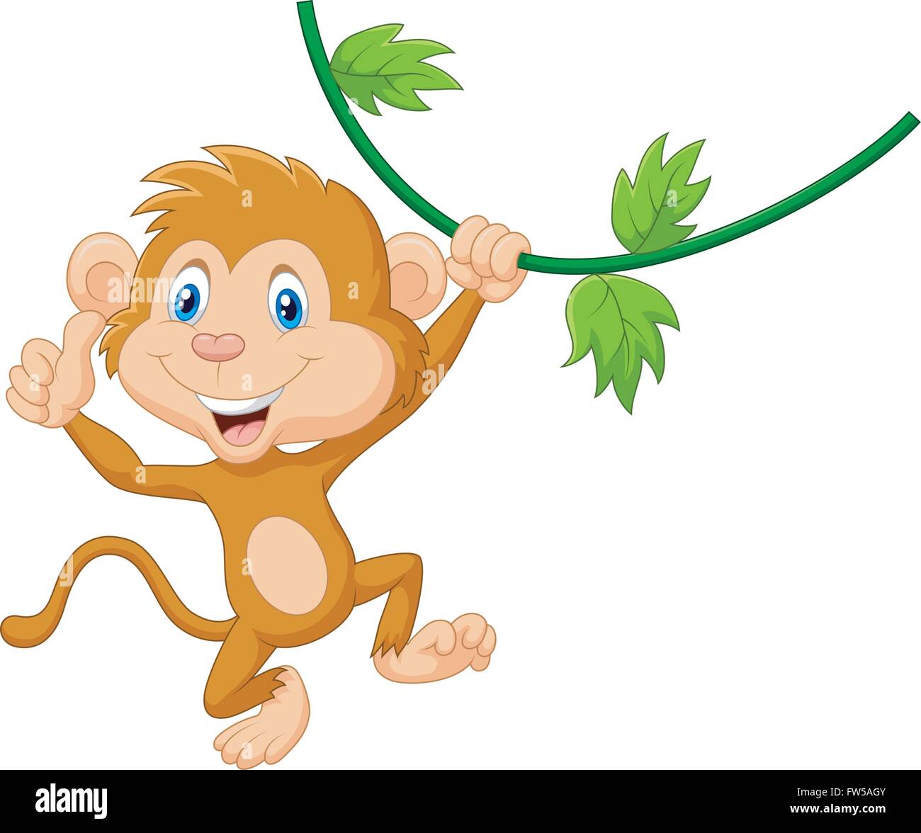 Cute monkey hanging giving thumb up Stock Vector Image & Art - Alamy
