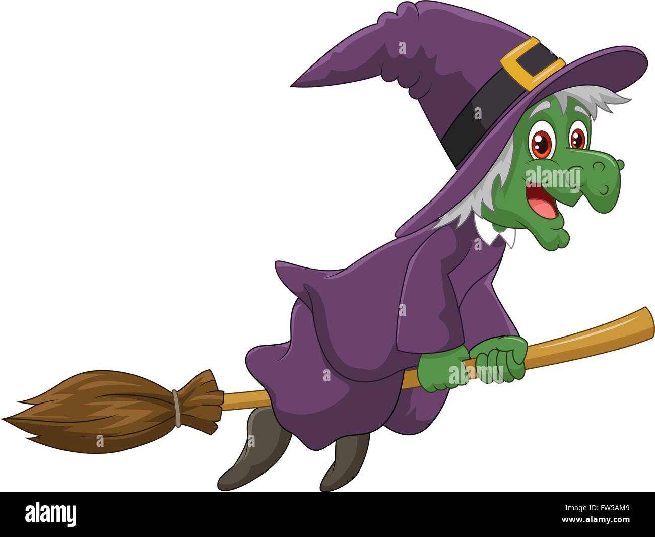 Cartoon witch riding broomstick hi-res stock photography and images - Alamy
