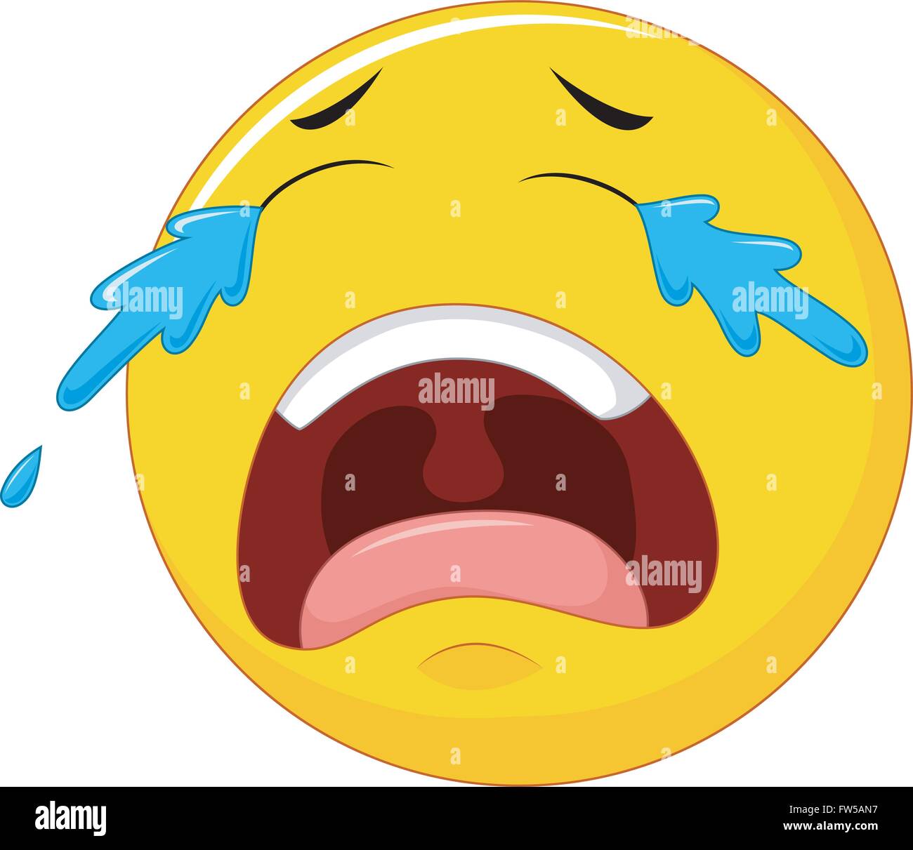 Cartoon emoticon crying isolated on white background Stock Vector Image ...