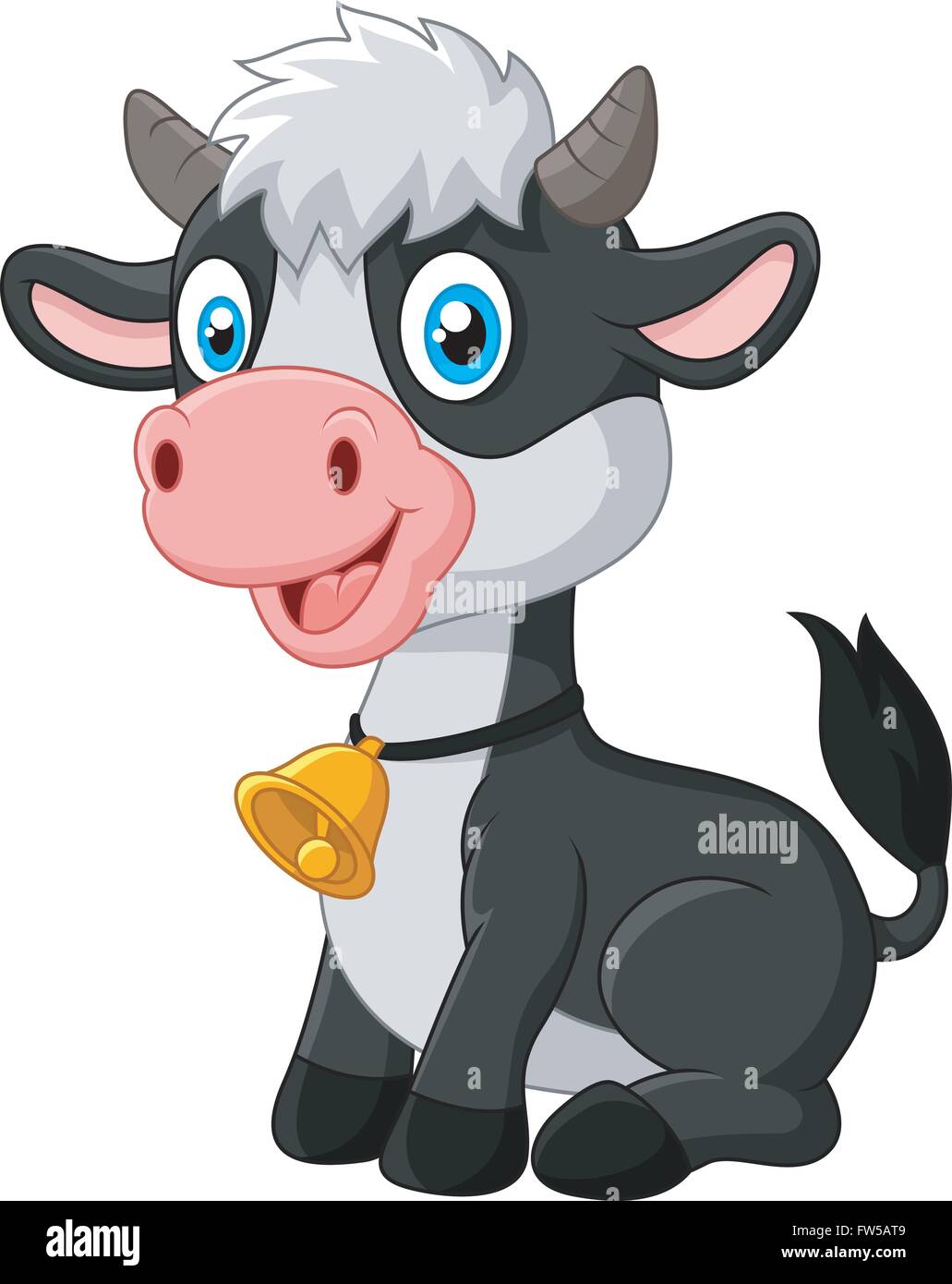 Happy baby cow sitting on white background Stock Vector Image & Art - Alamy