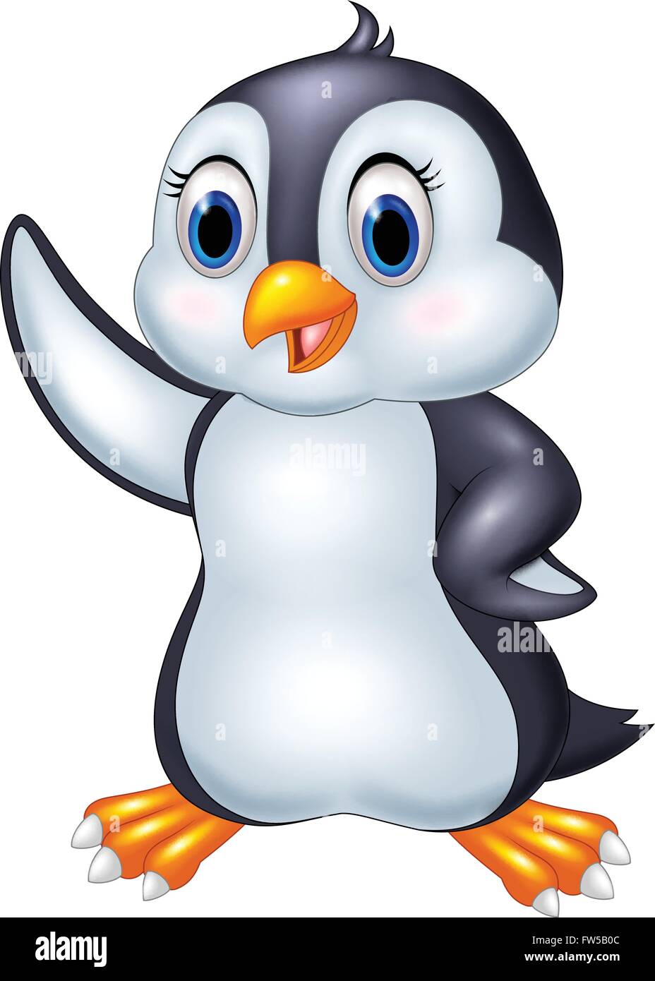 Cartoon penguin waving isolated on white background Stock Vector Image ...