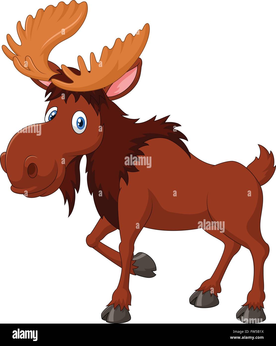 Cartoon brown moose isolated on white background Stock Vector Image ...
