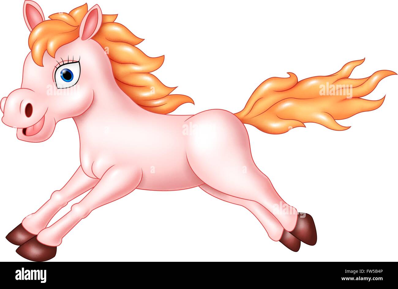 Illustration of beautiful pink horse running Stock Vector Image & Art ...