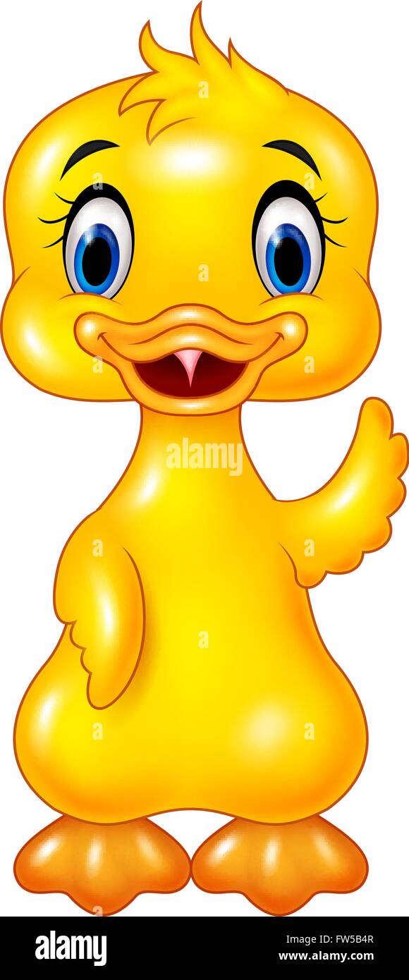 Cute baby duck hand waving isolated on white background Stock Vector ...