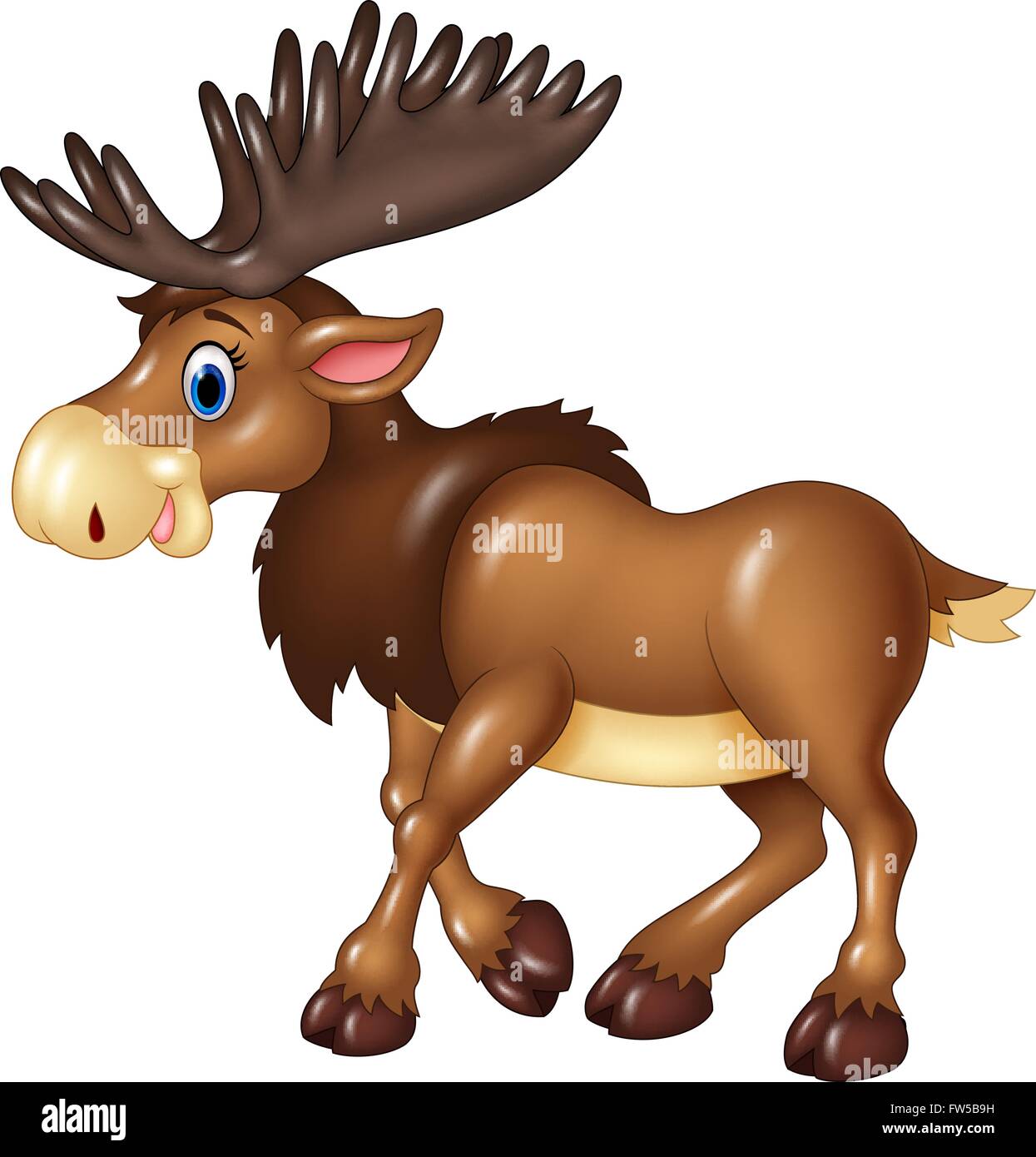 Cartoon moose happy moose isolated on white background Stock Vector ...