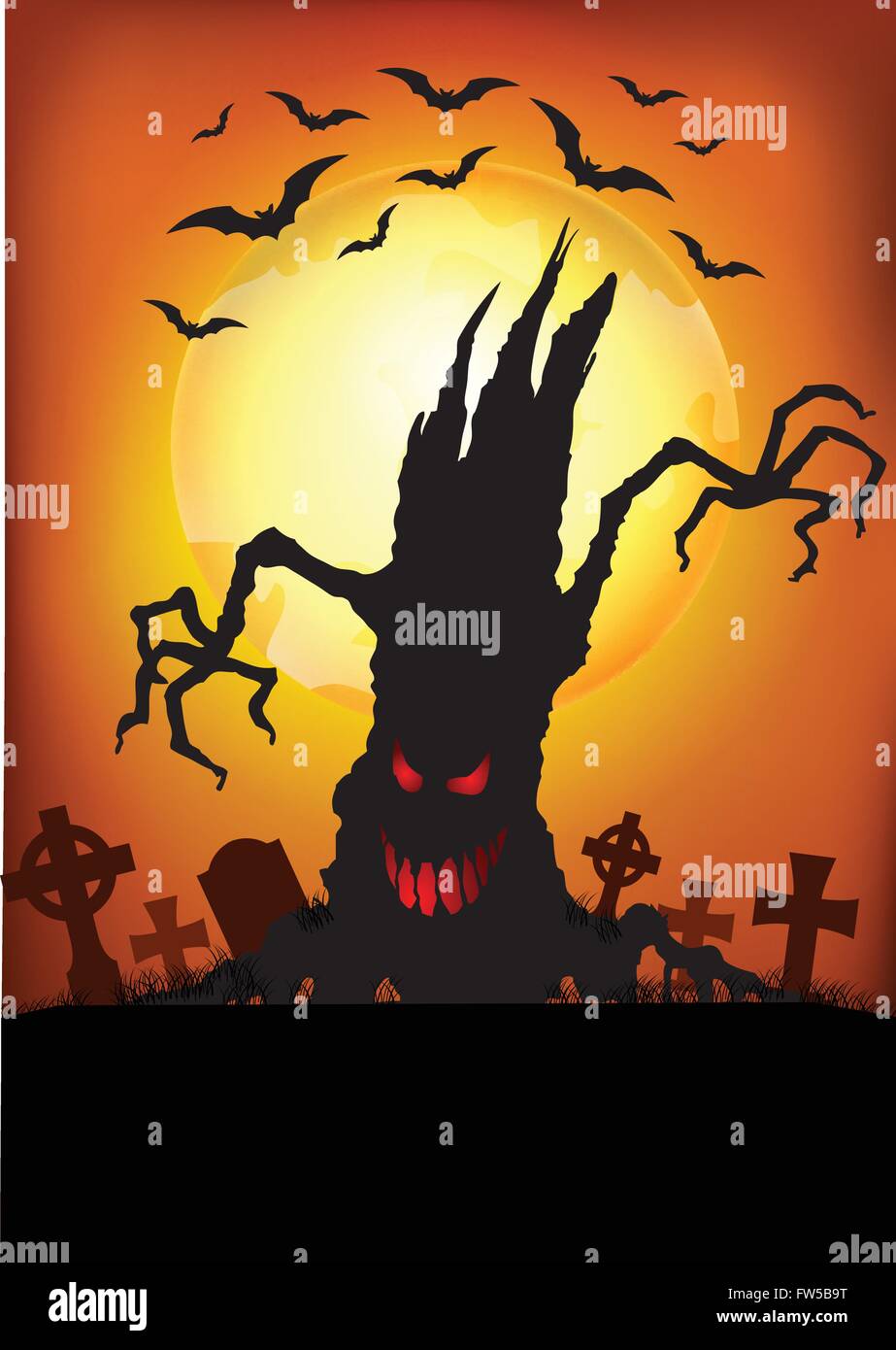 Spooky Halloween Tree Silhouette