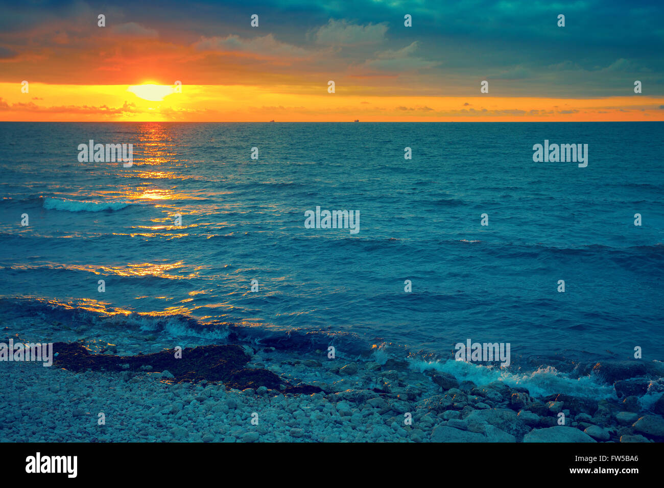 Magic sunset over sea Stock Photo - Alamy