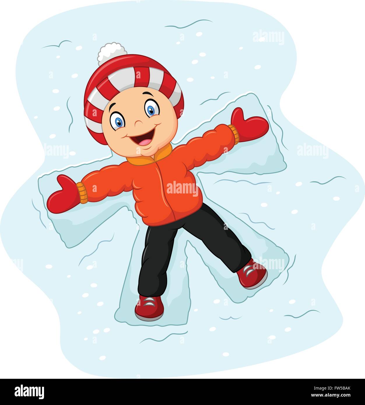 Cartoon little boy lying on the snow Stock Vector Image & Art - Alamy