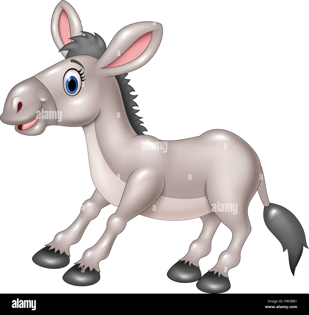 Illustration of a cartoon happy donkey isolated on white background ...