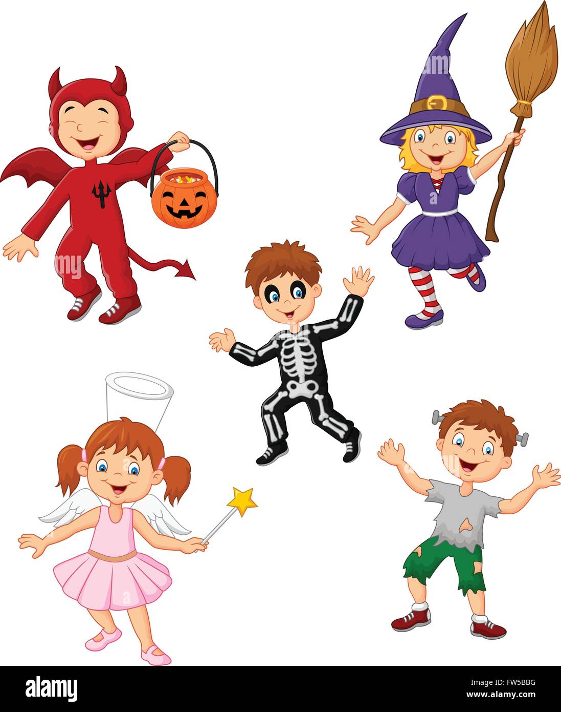 Clipart Of Kids In Halloween Costumes
