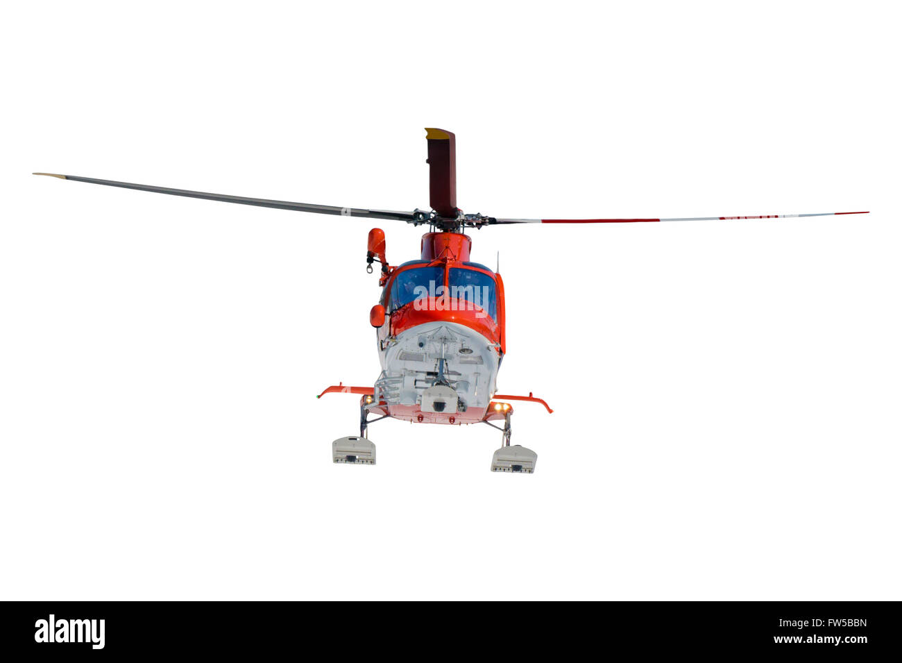 Isolated flying rescue helicopter on white background Stock Photo - Alamy