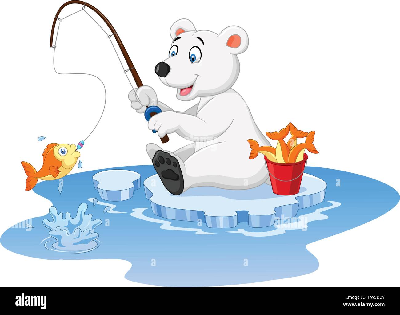 Cartoon polar bear fishing Stock Vector Image & Art - Alamy