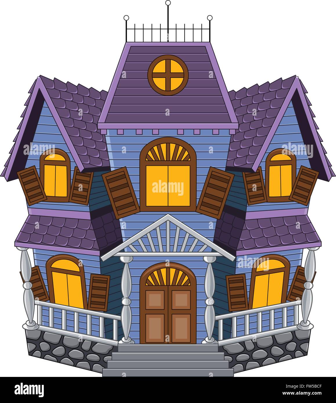 Cartoon scary house isolated on white background Stock Vector Image ...