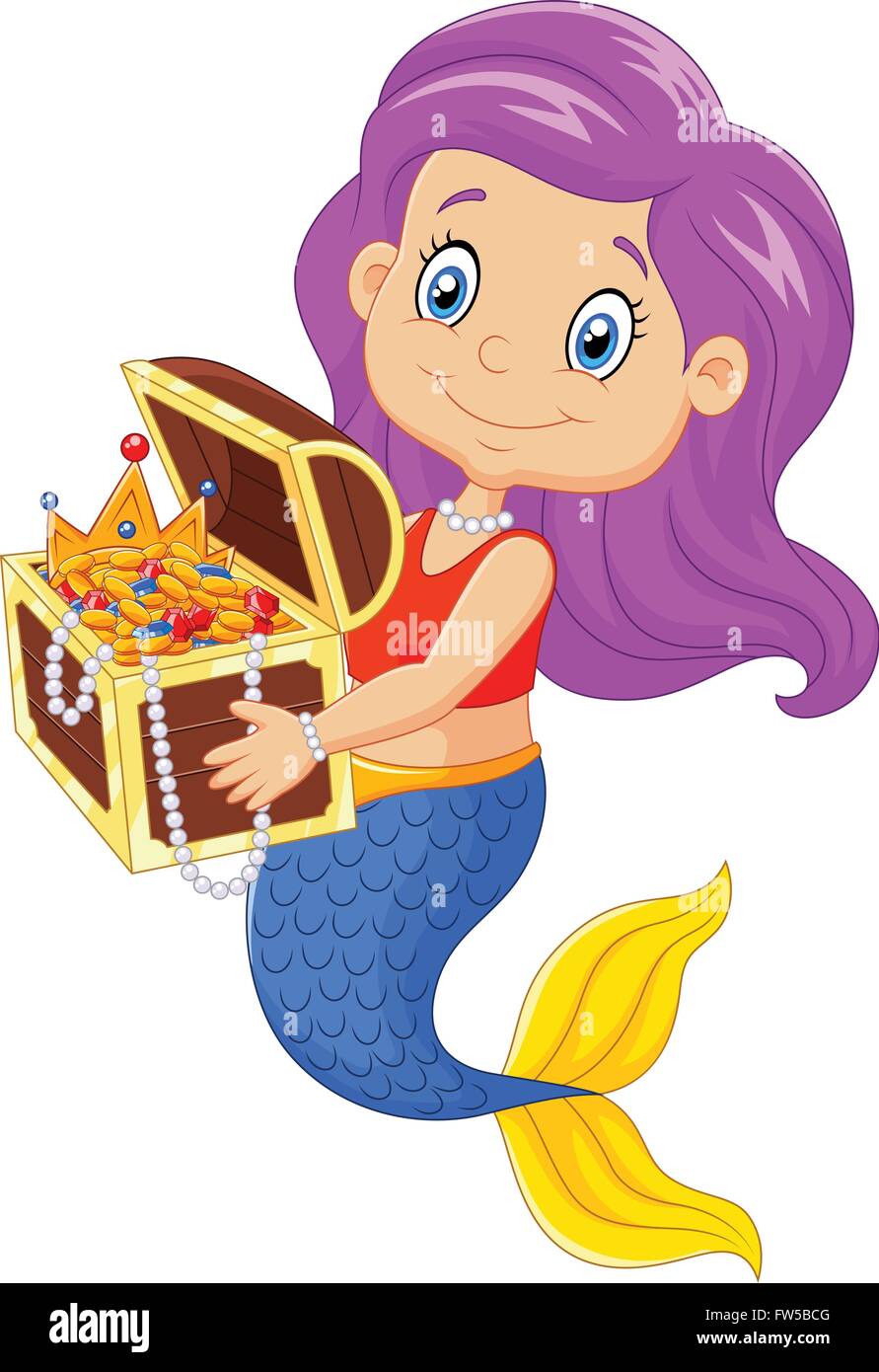 Mermaid underwater treasure Stock Vector Images - Alamy