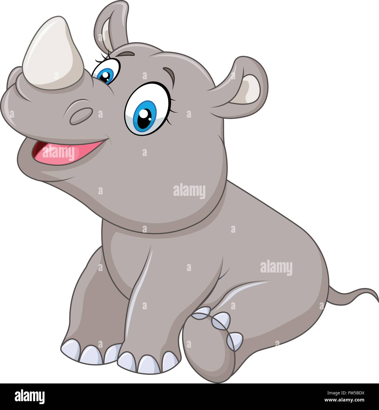 Cartoon baby rhino sitting isolated on white background Stock Vector ...