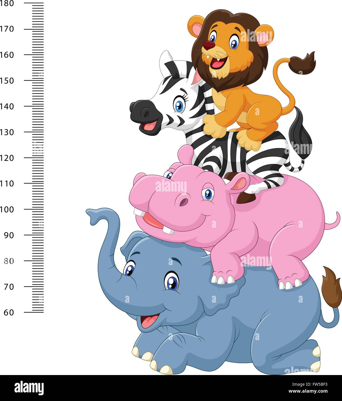Height scale with funny Africa animal collection set Stock Vector Image ...