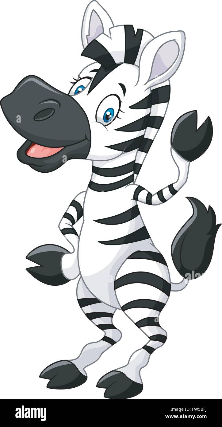 Adorable cartoon zebra waving hand isolated on white background Stock ...