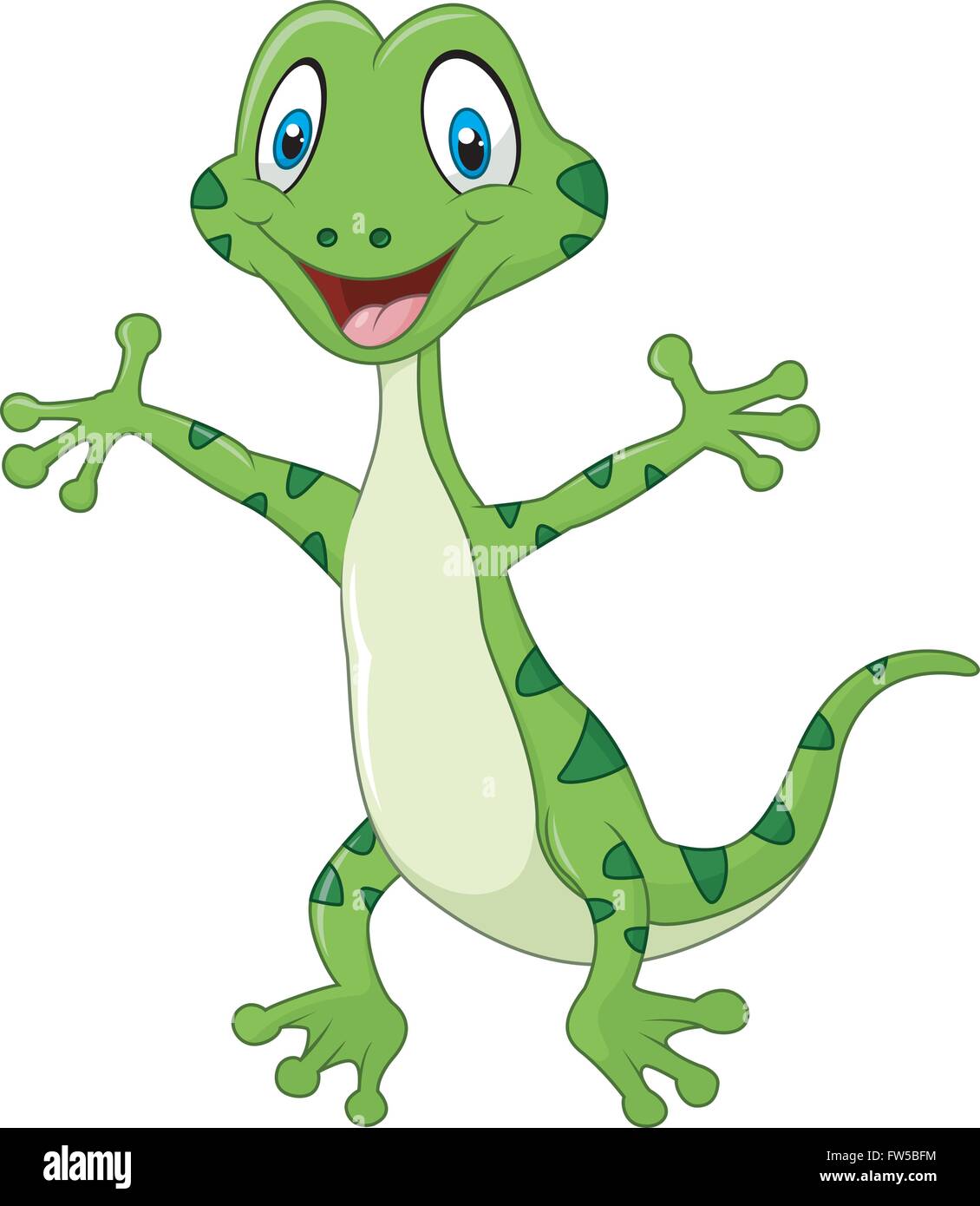 Cute Green Lizard Posing Isolated On White Background Stock Vector Image And Art Alamy