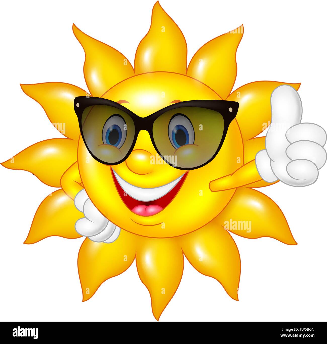 Cartoon sun giving thumbs up isolated on white background Stock Vector ...