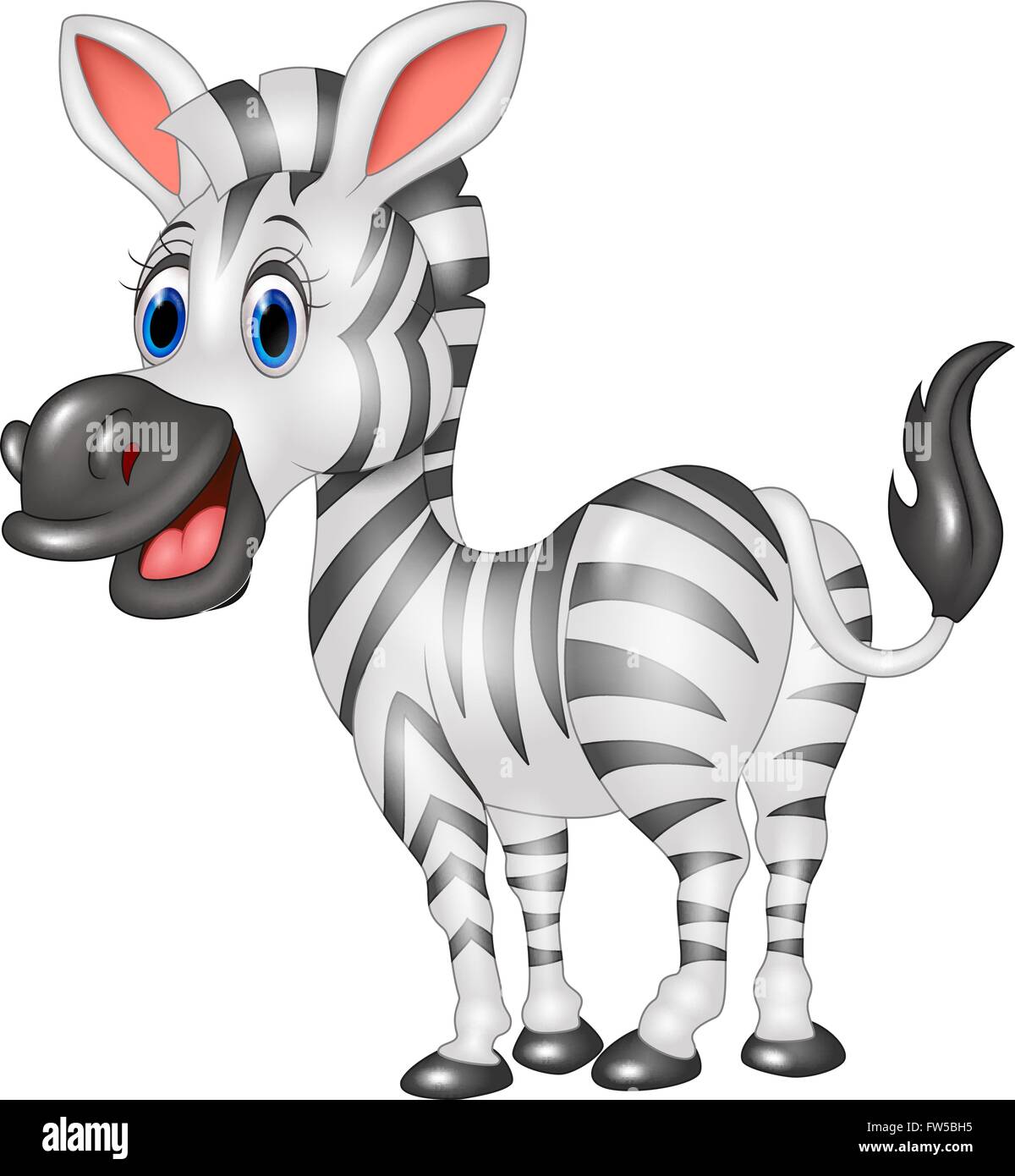 Cartoon funny zebra isolated on white background Stock Vector Image ...