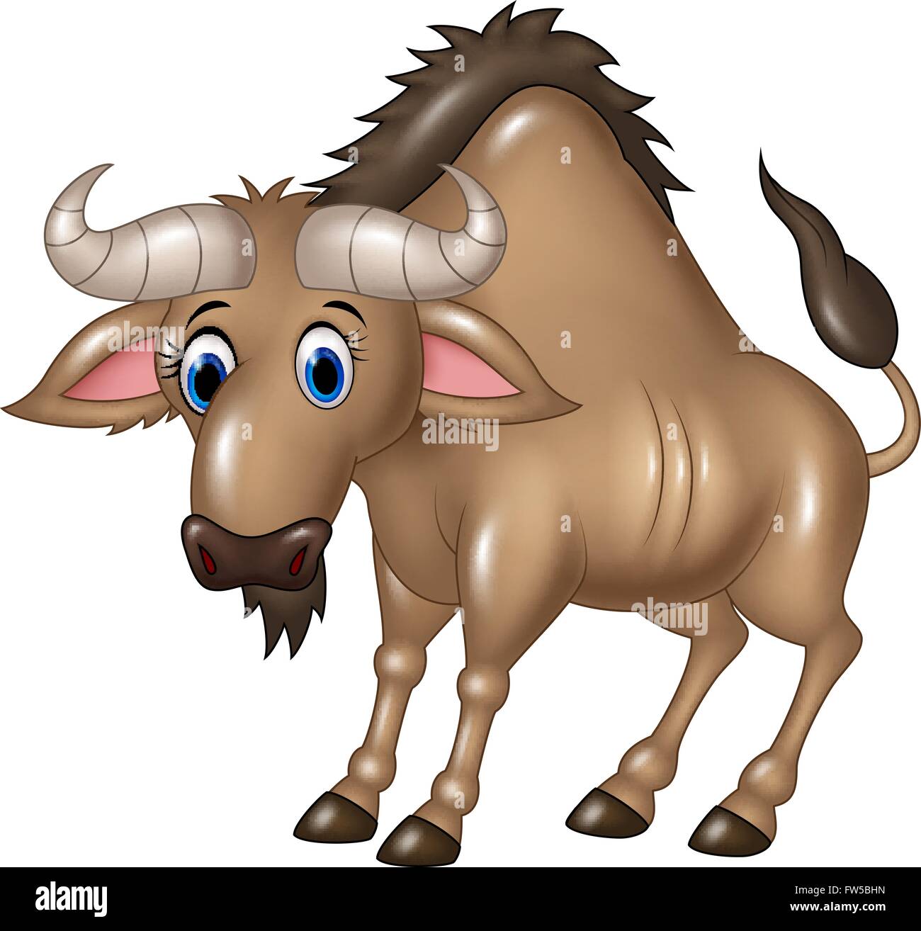 Cartoon Wildebeest mascot isolated on white background Stock Vector ...