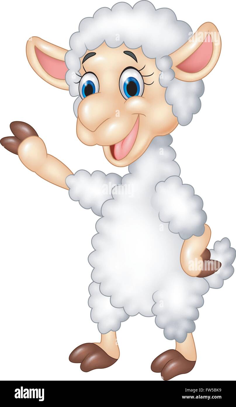 Cute funny sheep waving hand isolated on white background Stock Vector ...