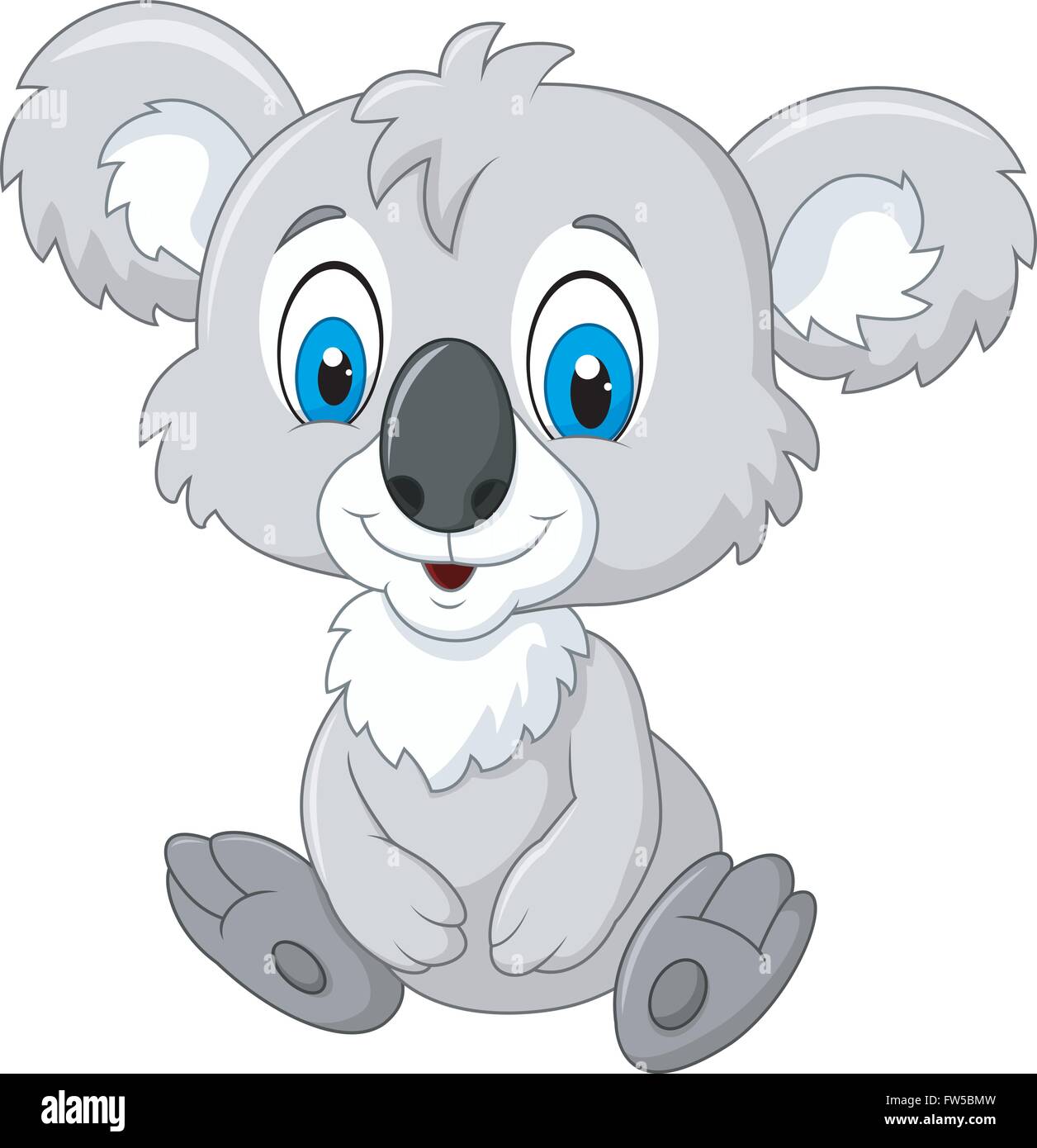 Cartoon adorable koala sitting isolated on white background Stock ...