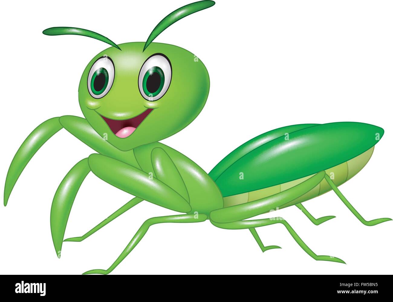Cartoon cute grasshopper on white background Stock Vector Image & Art ...