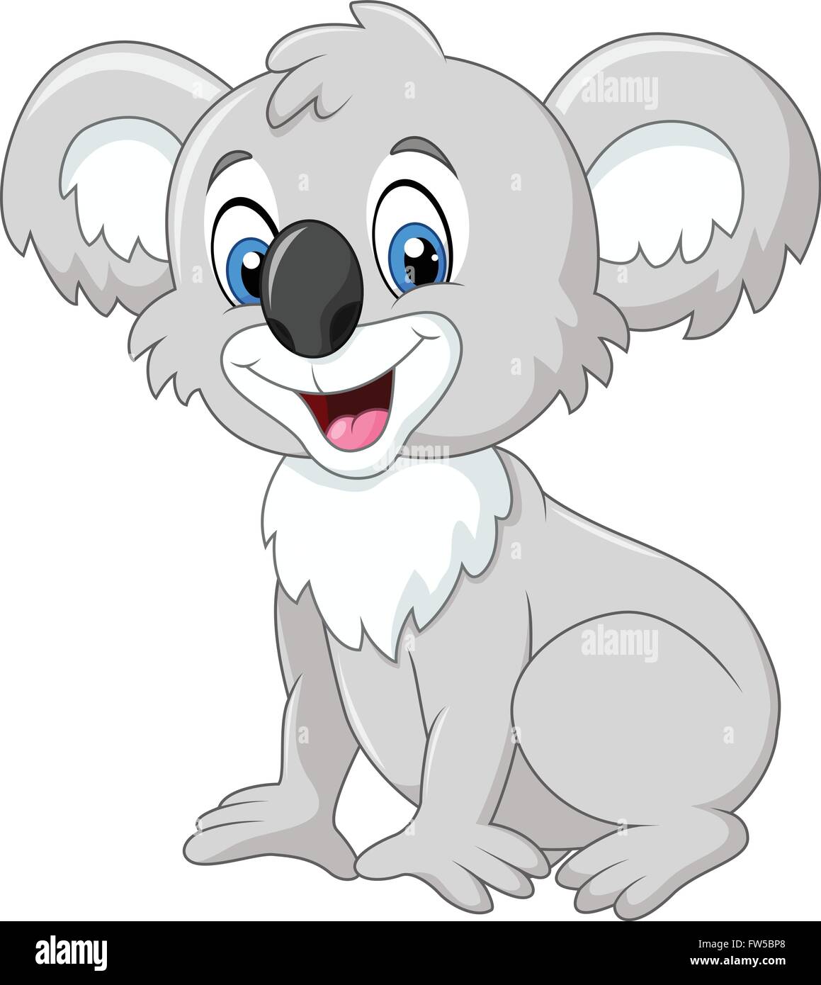Cartoon adorable koala sitting isolated on white background Stock ...