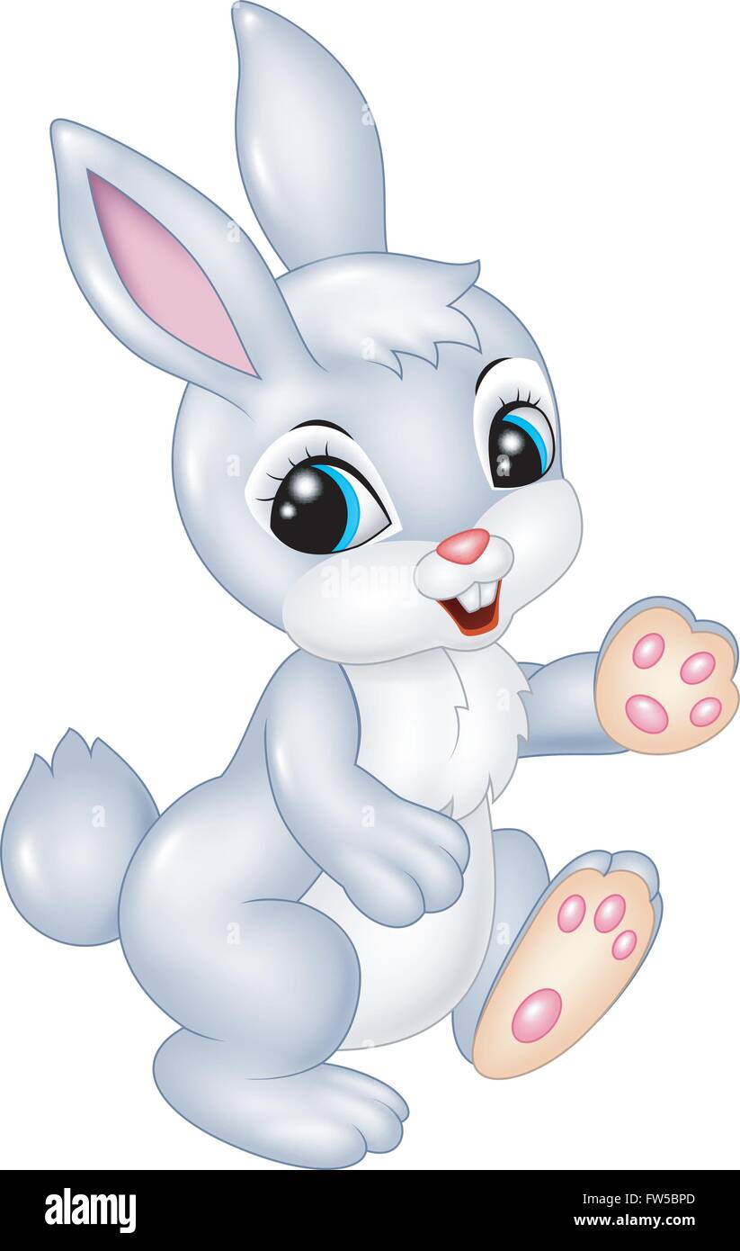 Cute bunny walking isolated on white background Stock Vector Image ...