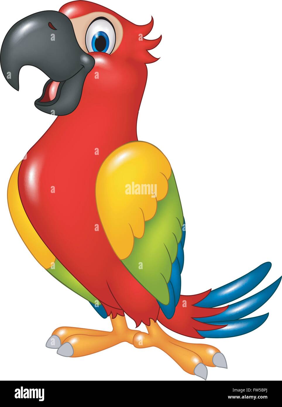 Cartoon funny parrot isolated on white background Stock Vector Image ...