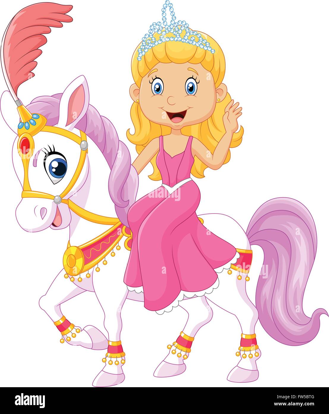 Beautiful princess riding horse isolated on white background Stock ...