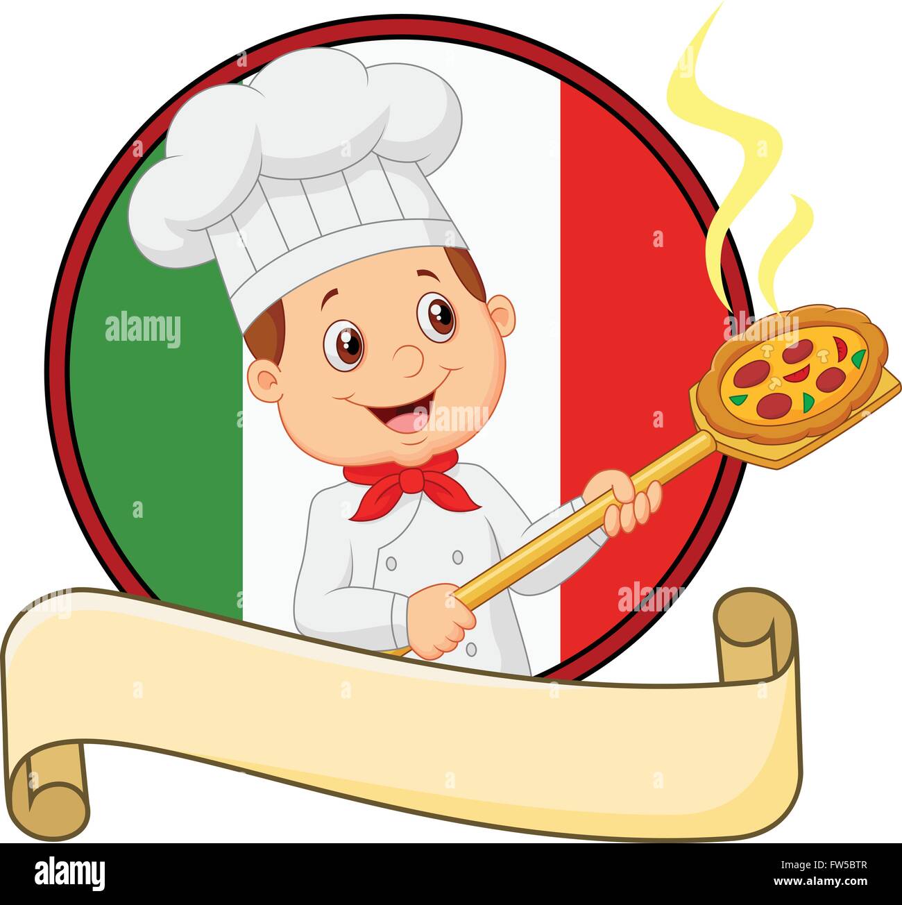 Cartoon pizza chef holding a pizza loading peal Stock Vector Image ...