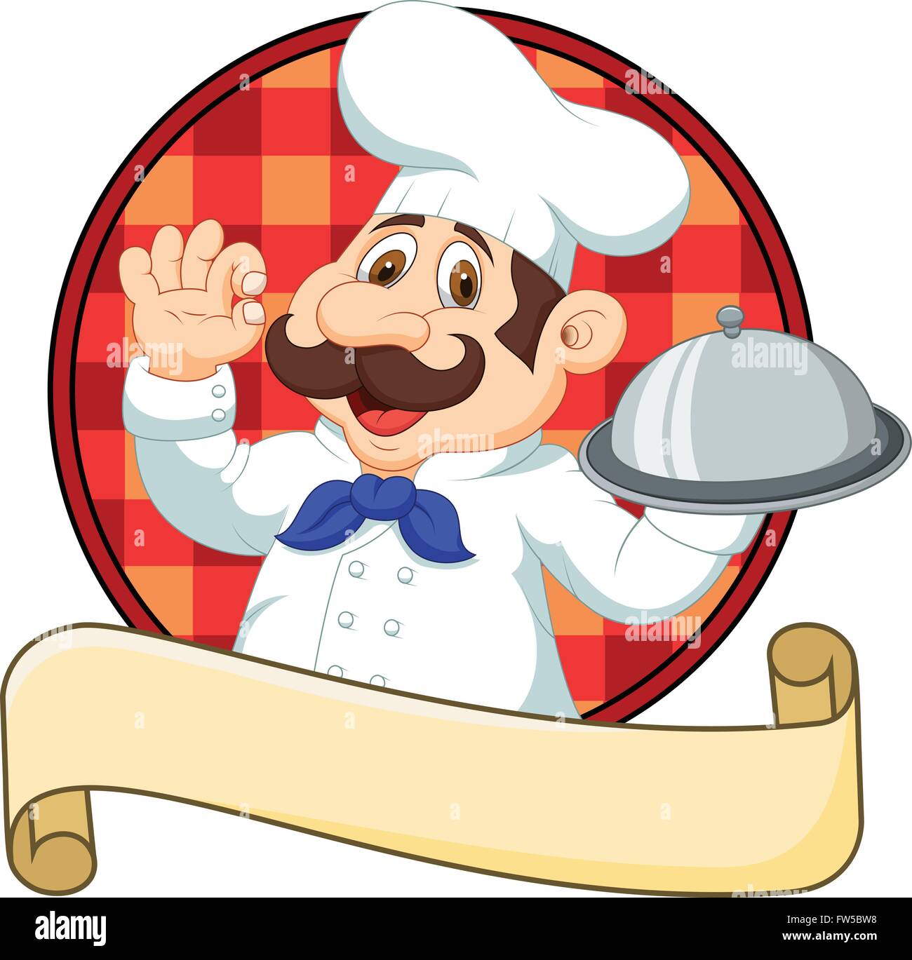 Cartoon funny Chef cartoon holding platter with ok sign Stock Vector ...