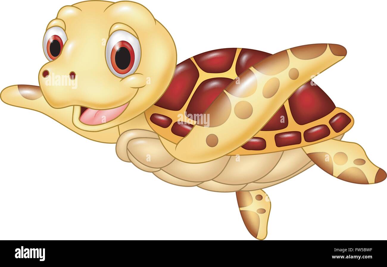 Cartoon funny turtle isolated on white background Stock Vector Image ...