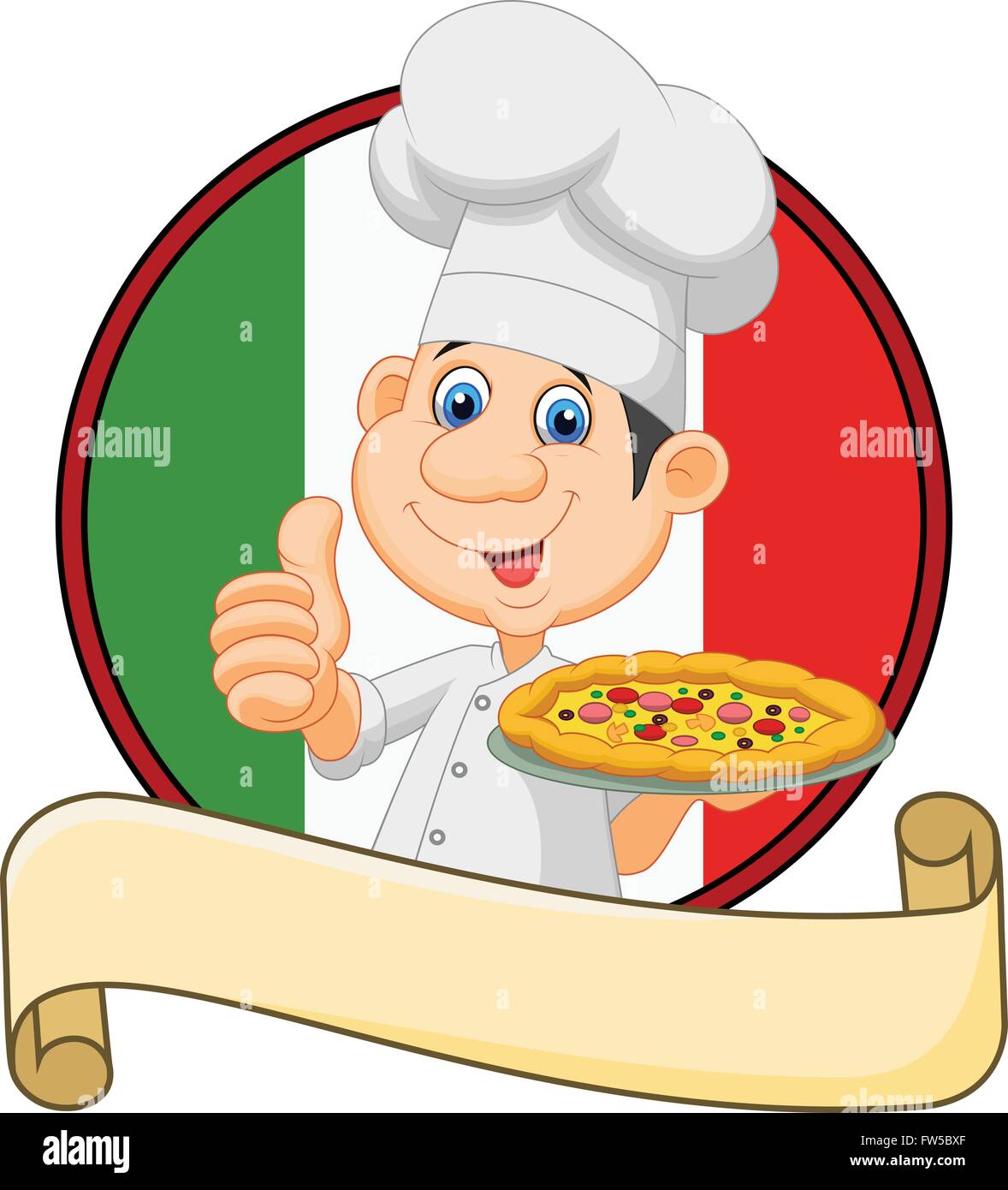 Cartoon pizza chef holding pizza hi-res stock photography and images ...